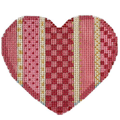 AT HE853 - Vertical Checks and Dots Heart – Bradley Needlepoint Company