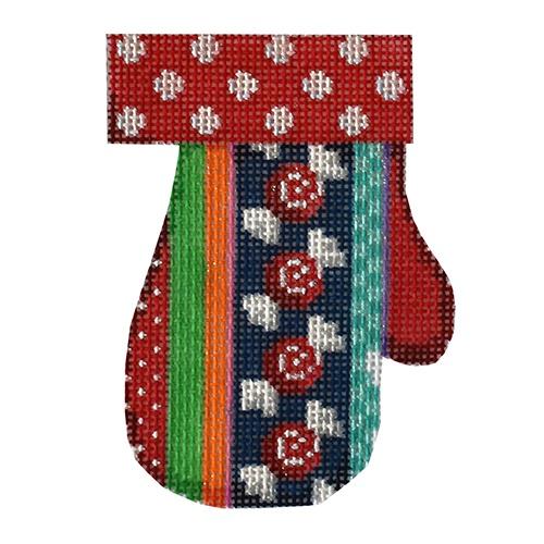 AT CT1868 - Red Dot Jolly Stripe Mitten – Bradley Needlepoint Company
